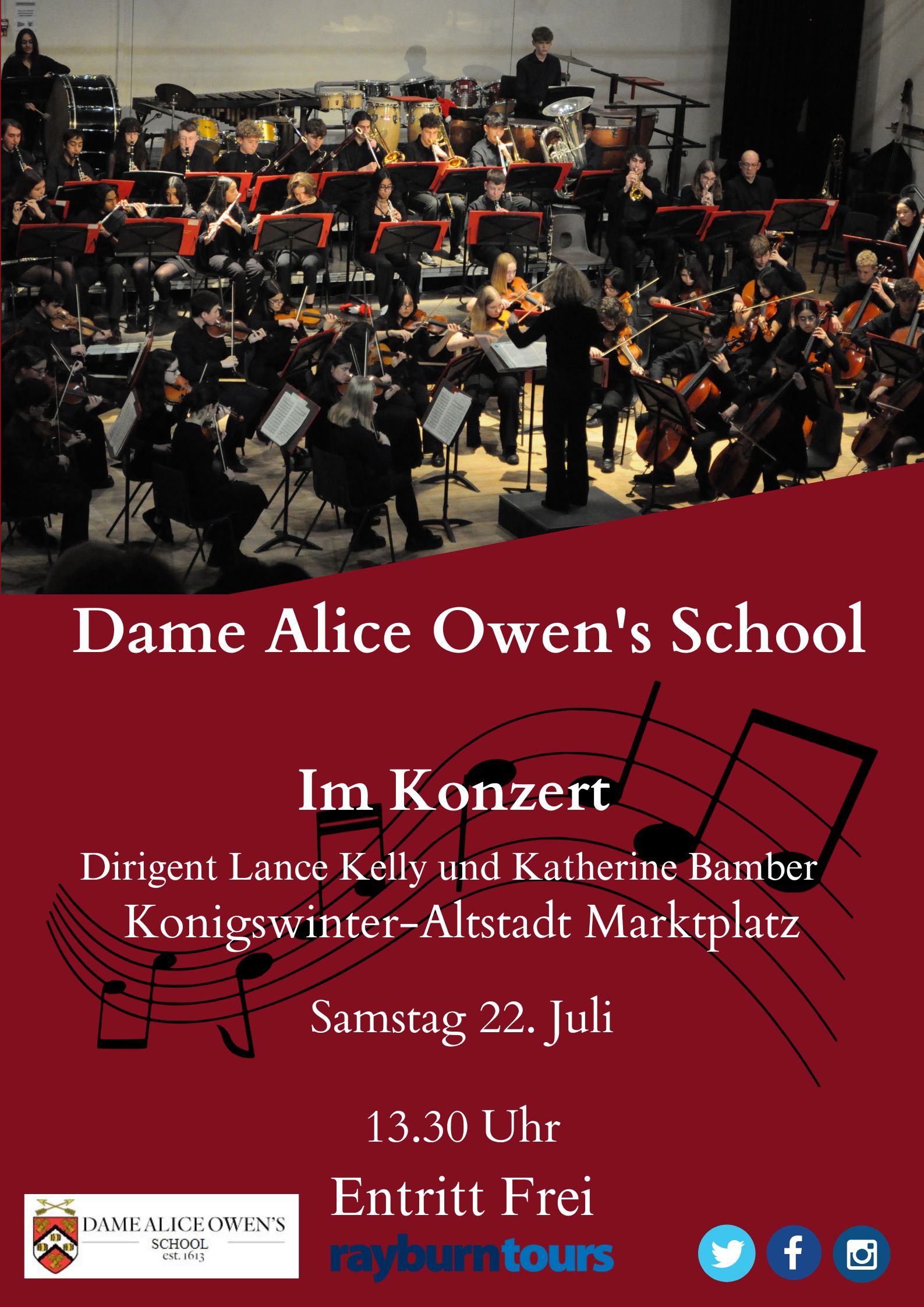 Open Air Konzerte britscher Schulorchester in der Königswinterer Altstadt